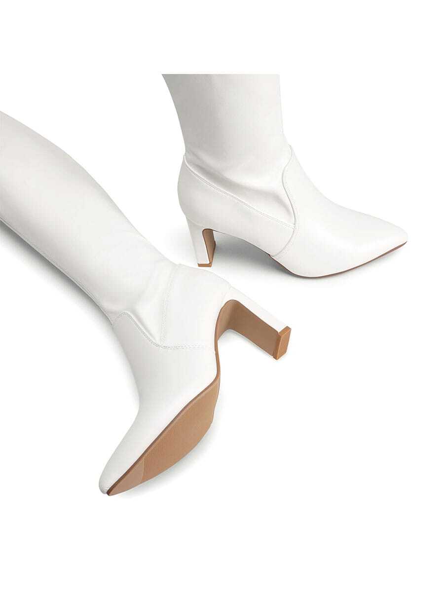 Women's Over The Knee Stretch Thigh High Boots Chunky High Heels ...