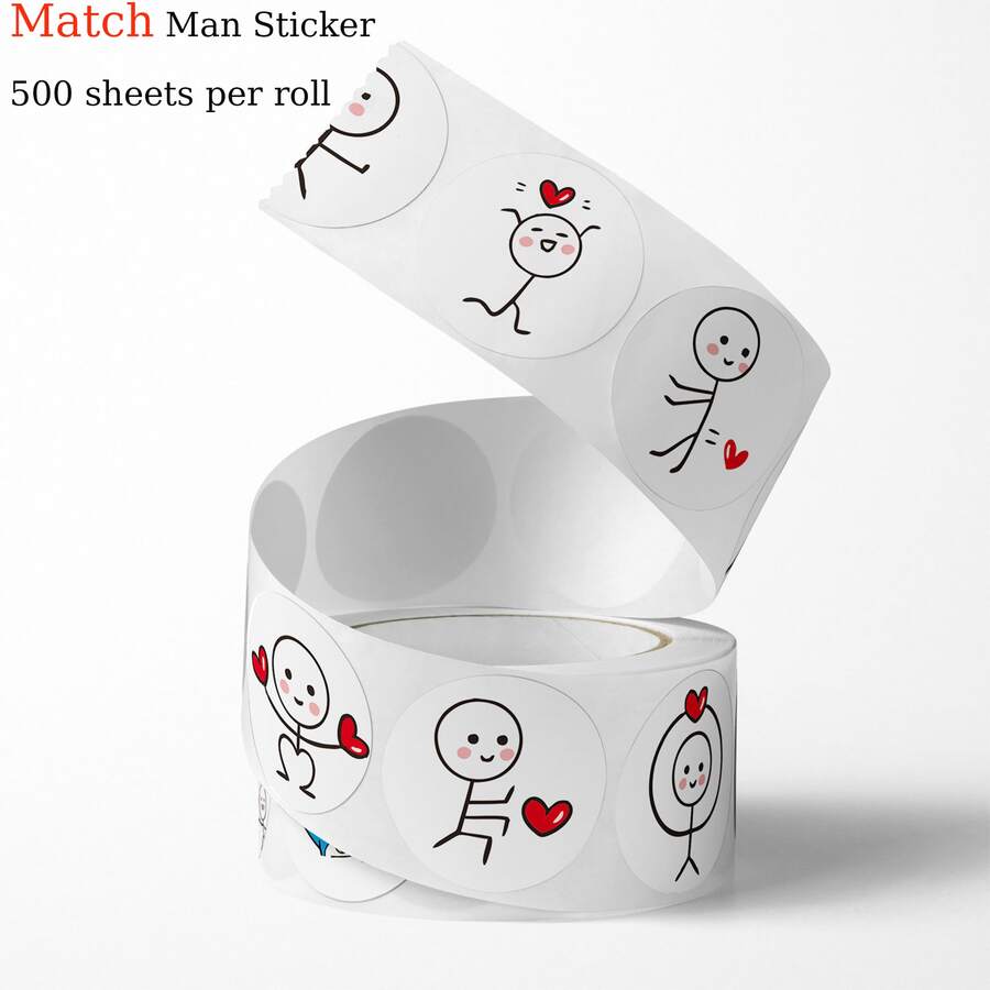 1 Roll 500 Stickers Cartoon Cute Creative Labels Round Stickers | SHEIN USA