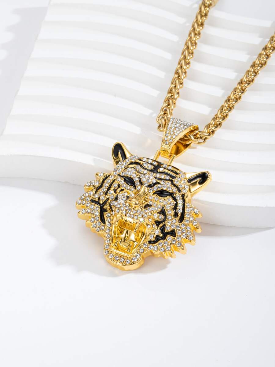 1 pc Fashion Style Different Chains Artificial Tiger Head Pendant ...
