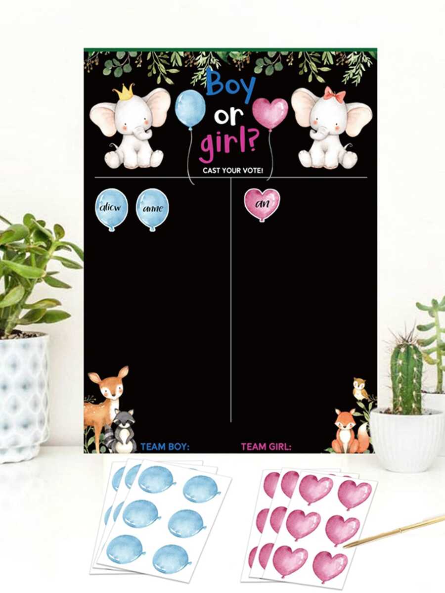 Boy Or Girl Gender Reveal Voting Game Poster Board With Stickers Baby ...