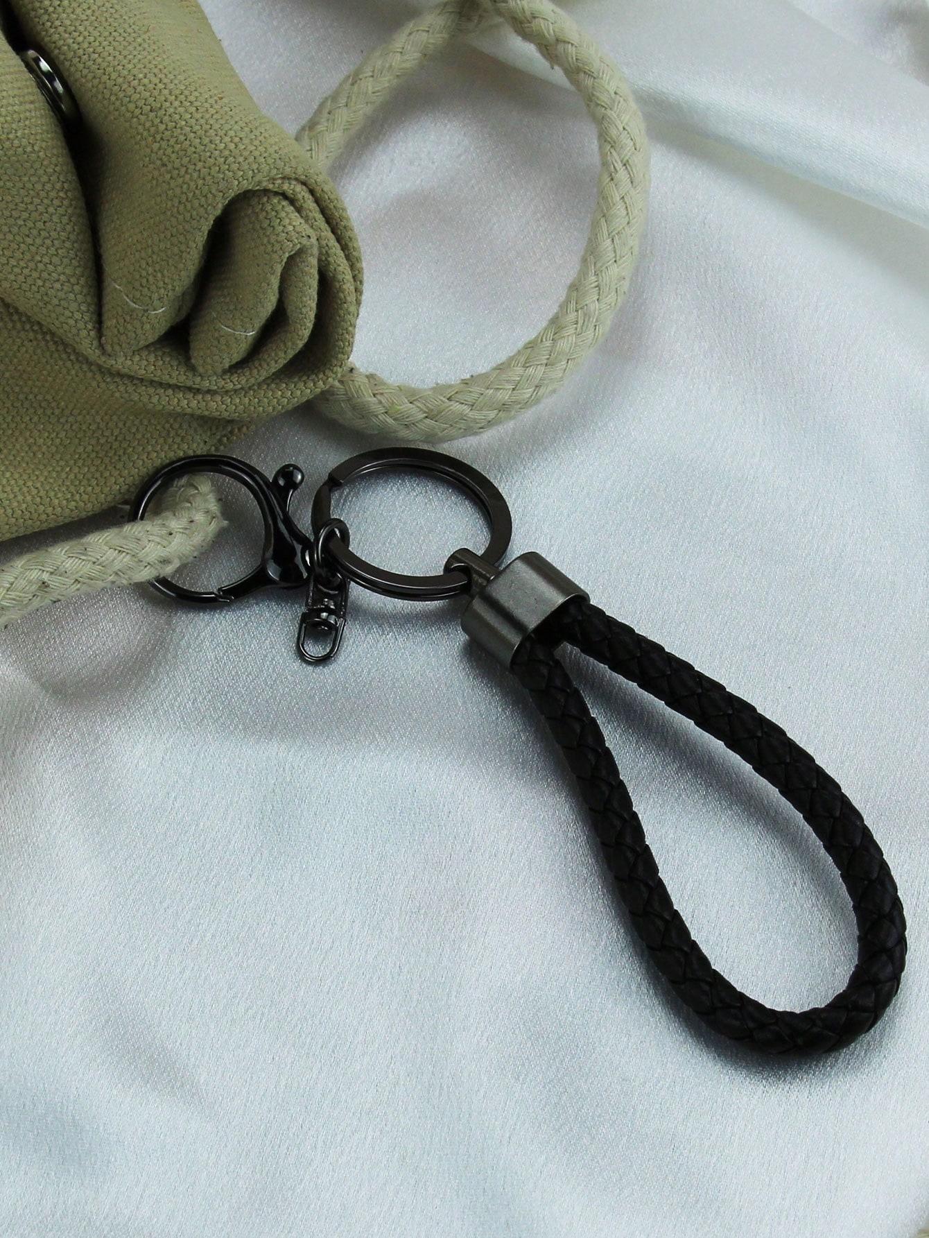 1pc Women's Portable Fashionable Black Braided Stripe Keychain | SHEIN USA
