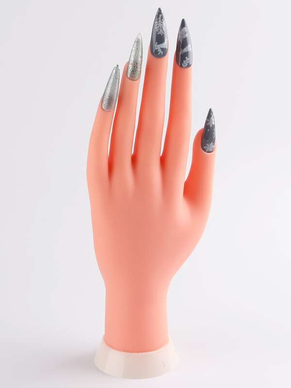 Silicone Nail Art Practice Hand Acrylic Fake Nail Training Fingernails ...