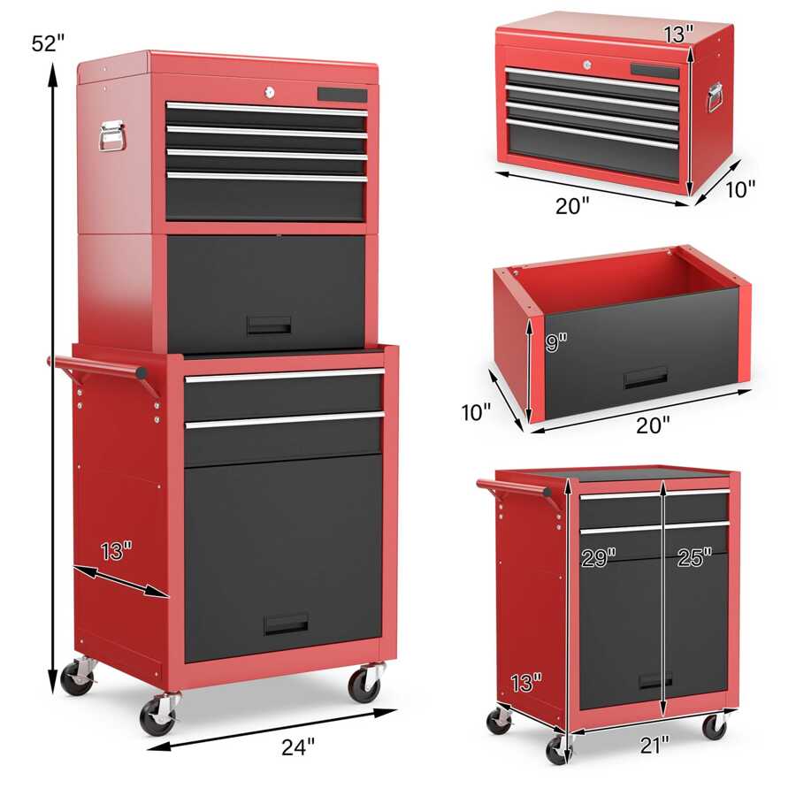 Costway High Capacity 6-Drawer Rolling Tool Chest Storage Cabinet ...