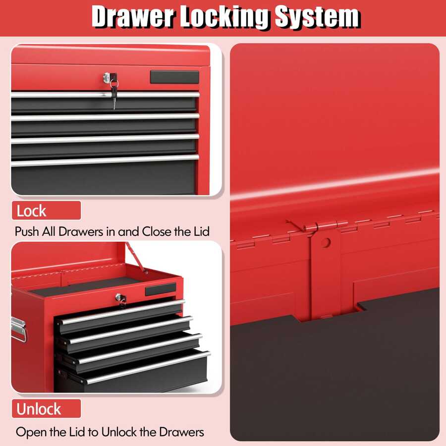 Costway High Capacity 6-Drawer Rolling Tool Chest Storage Cabinet ...