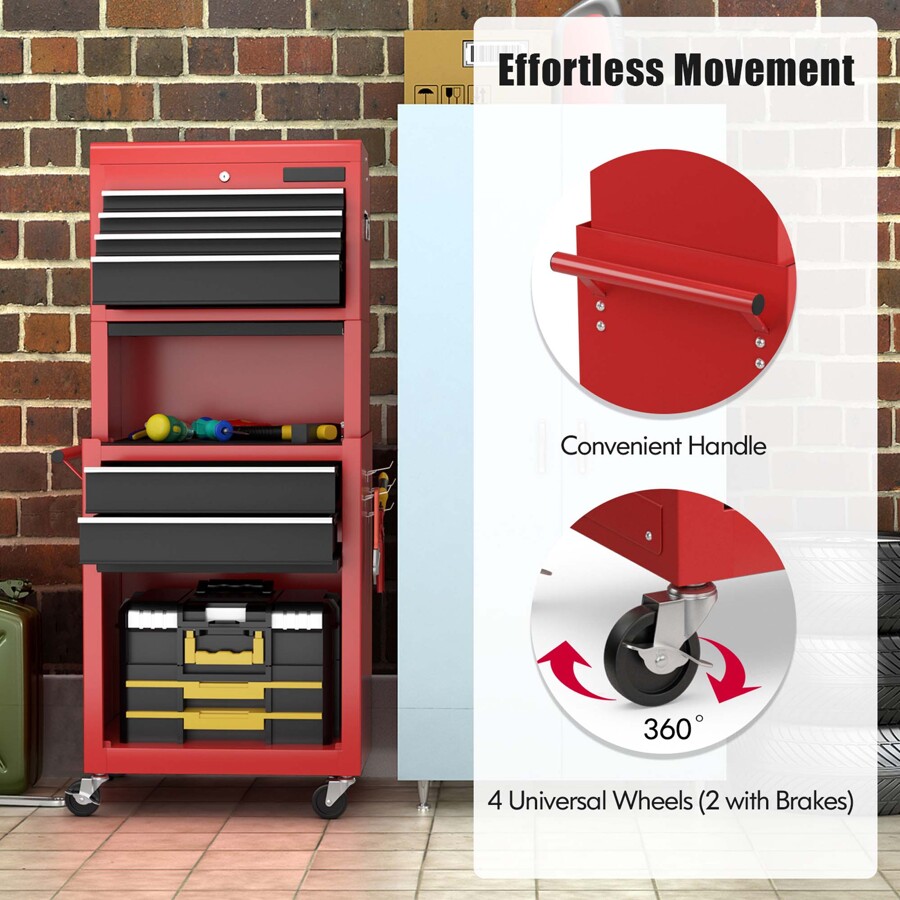 Costway High Capacity 6-Drawer Rolling Tool Chest Storage Cabinet ...