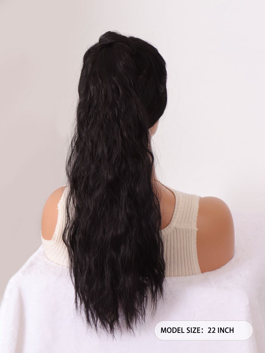 55cm/22inch European brown and black wig Long curly invisible ponytail ...