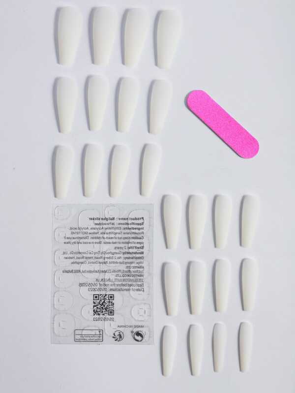 Upgrade Your Look With 24 Pieces Long Ballerina Nail Matte Milky Womens ...