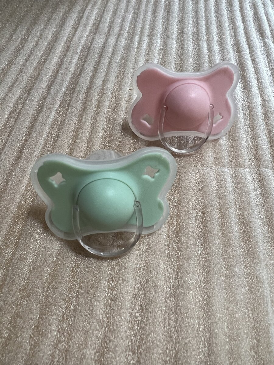 Butterfly Shaped Pacifier With Cover - Flat Head Orthodontic Nipple ...