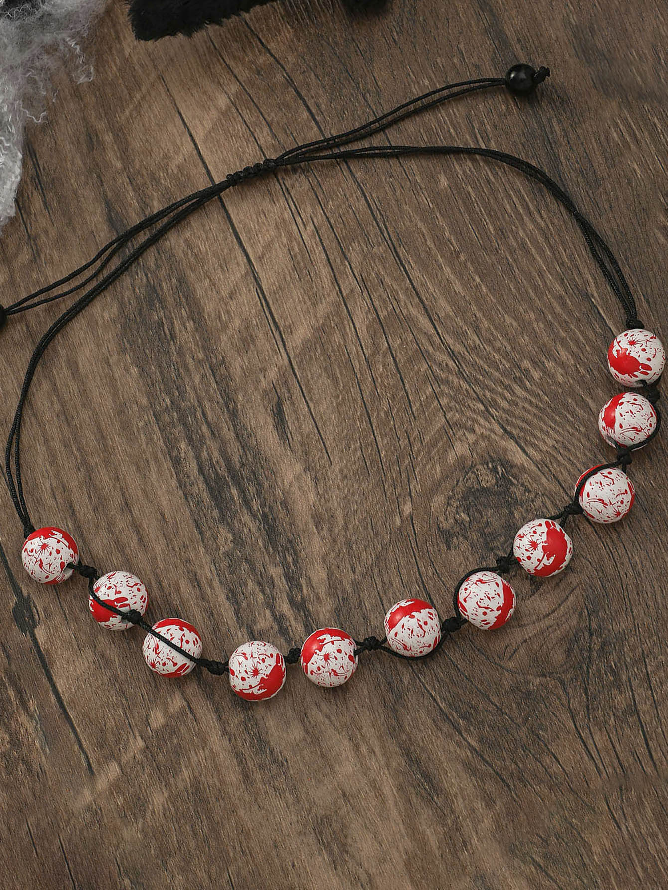 1pc Halloween Blood Drop Pattern Wooden Bead Necklace | SHEIN USA