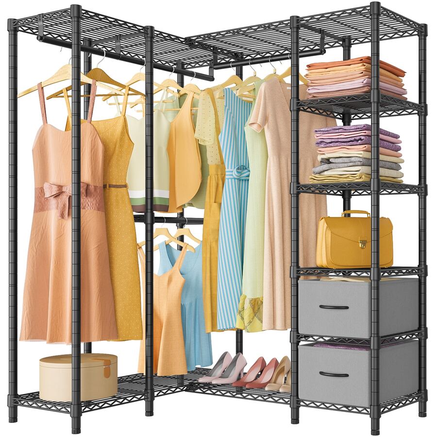 VIPEK L40S I1 L Shaped Bedroom Armoires Heavy Duty Garment Rack Clothes ...