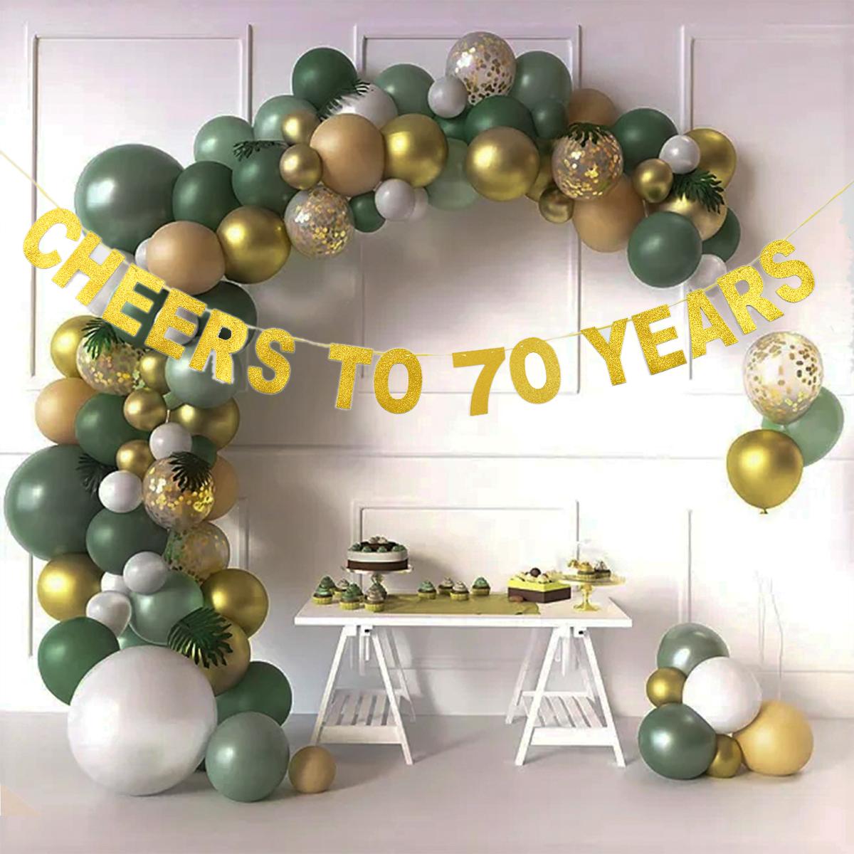 Glittering Happy 70th Birthday Banner With Letters Cheers To 70 Years ...