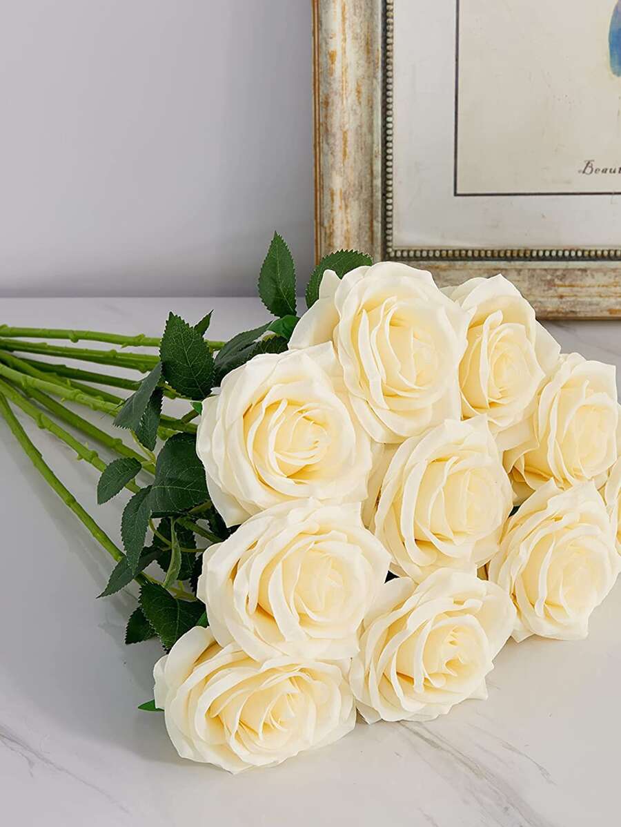 5/10pcs Muiltcolor Artificial Roses Flowers Silk Velvet Realistic ...