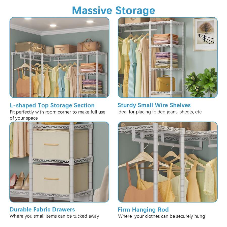 VIPEK L40S i1 L Shaped Bedroom Armoires Heavy Duty Garment Rack Clothes ...