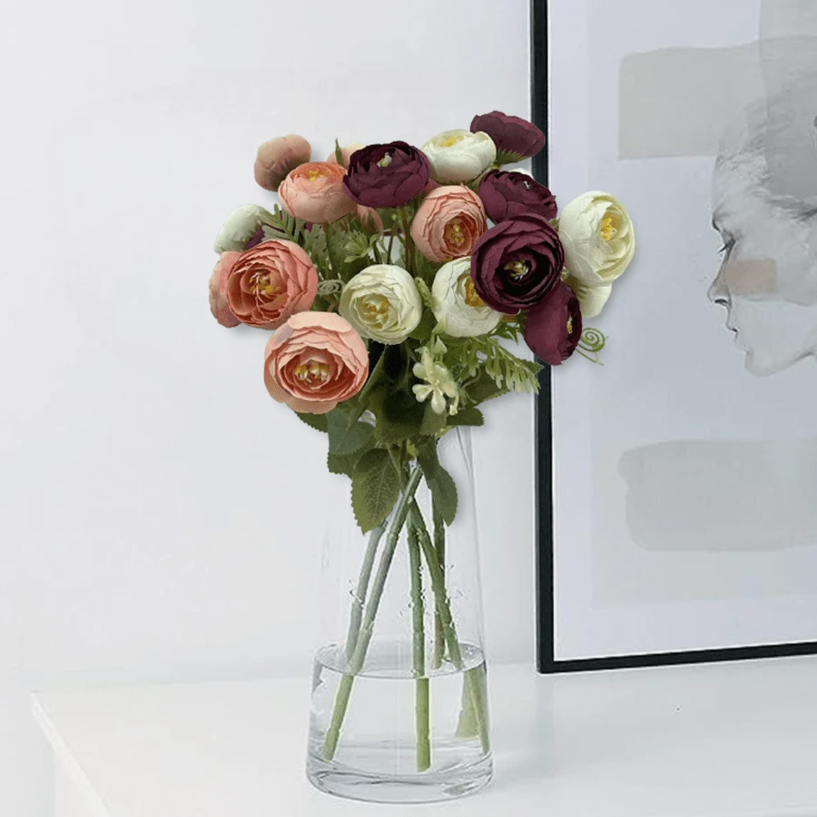 Light Purple/light Pink/tan Artificial Tea Rose Flower Arrangement For ...