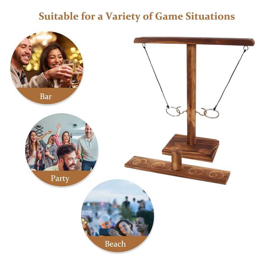 Ring Toss Games Hook And Ring For Adults (Brown, 25cm), Handheld Hook ...