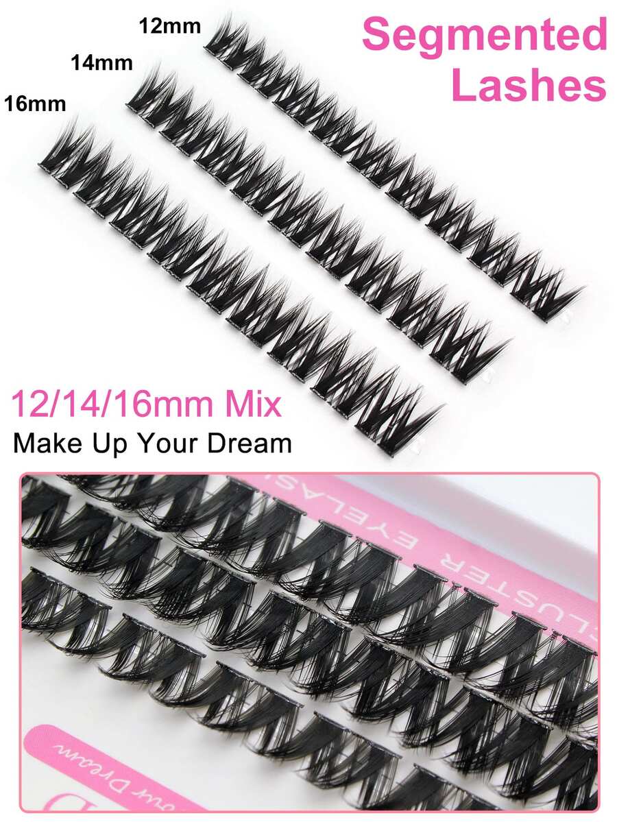 Diy Individual Eyelash Extensions 3 Rows (56 Buds) 12/14/16mm Mix ...