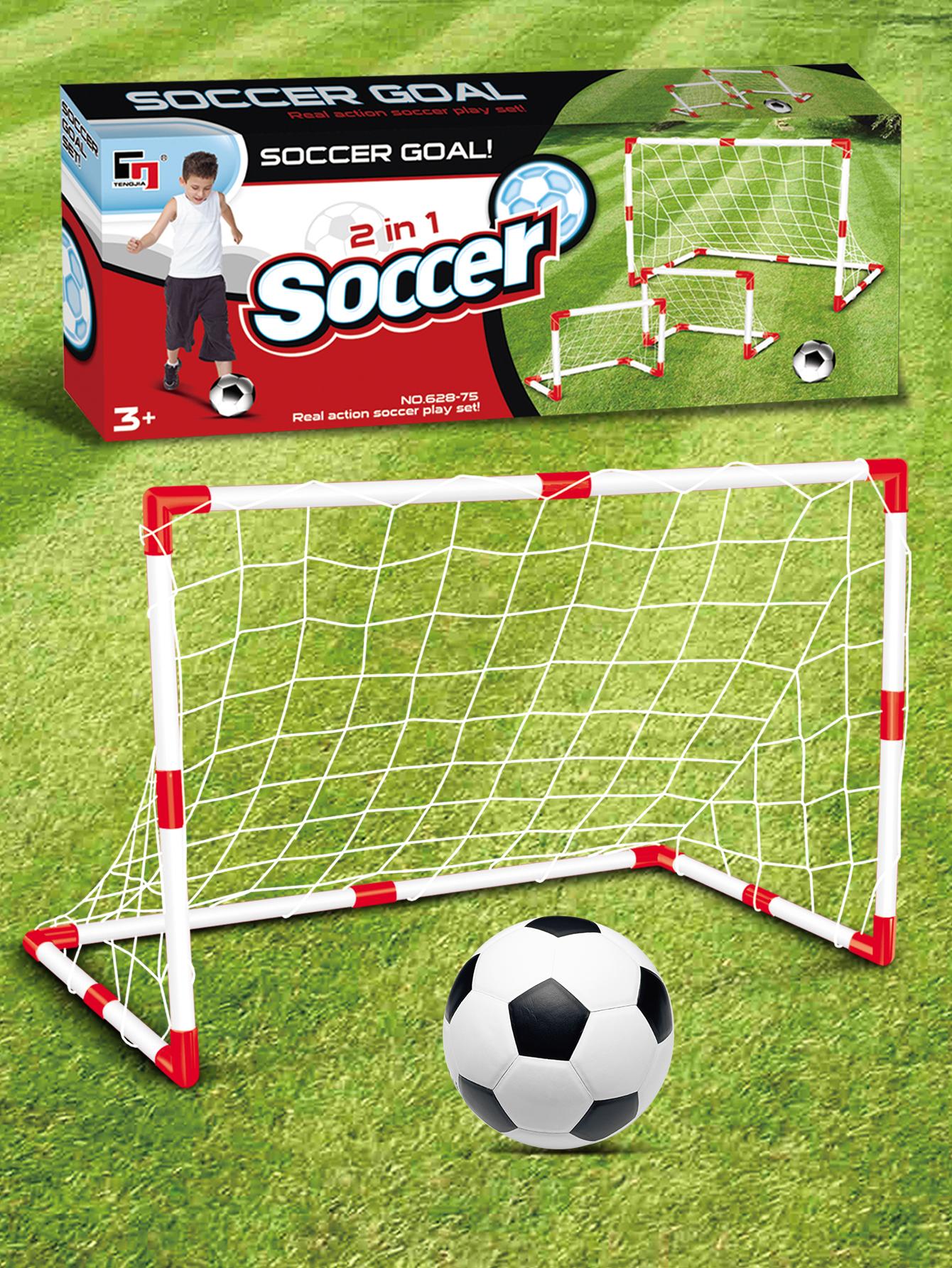 1set 2in1 Goal All Weather Soccer Net-Quick Assembly Durable Training ...