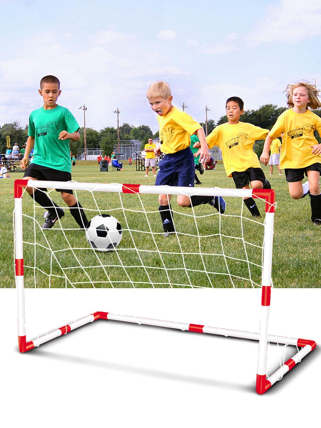 1set 2in1 Goal All Weather Soccer Net-Quick Assembly Durable Training ...
