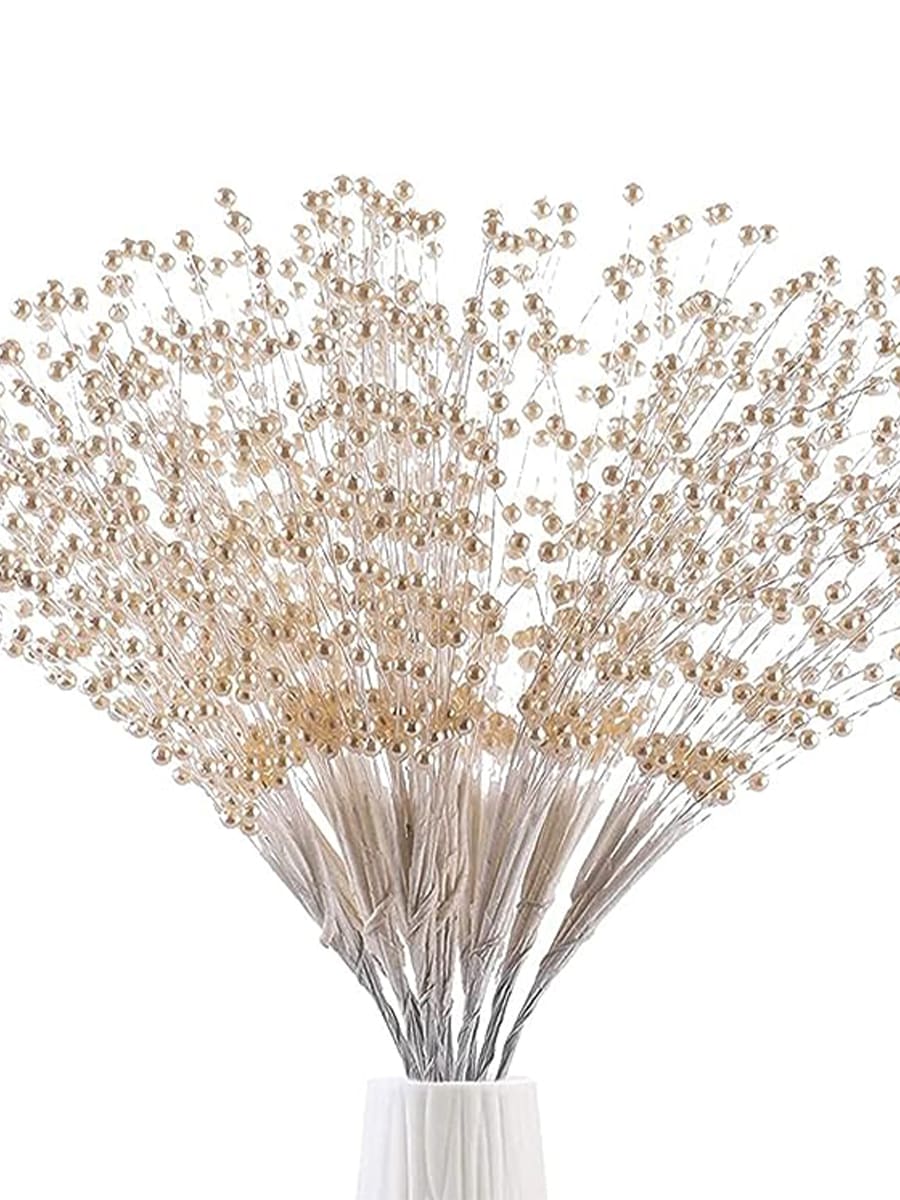 100pcs String Pearls Sticks 4mm Pearl Flower Stems Wedding Pearl Bridal ...