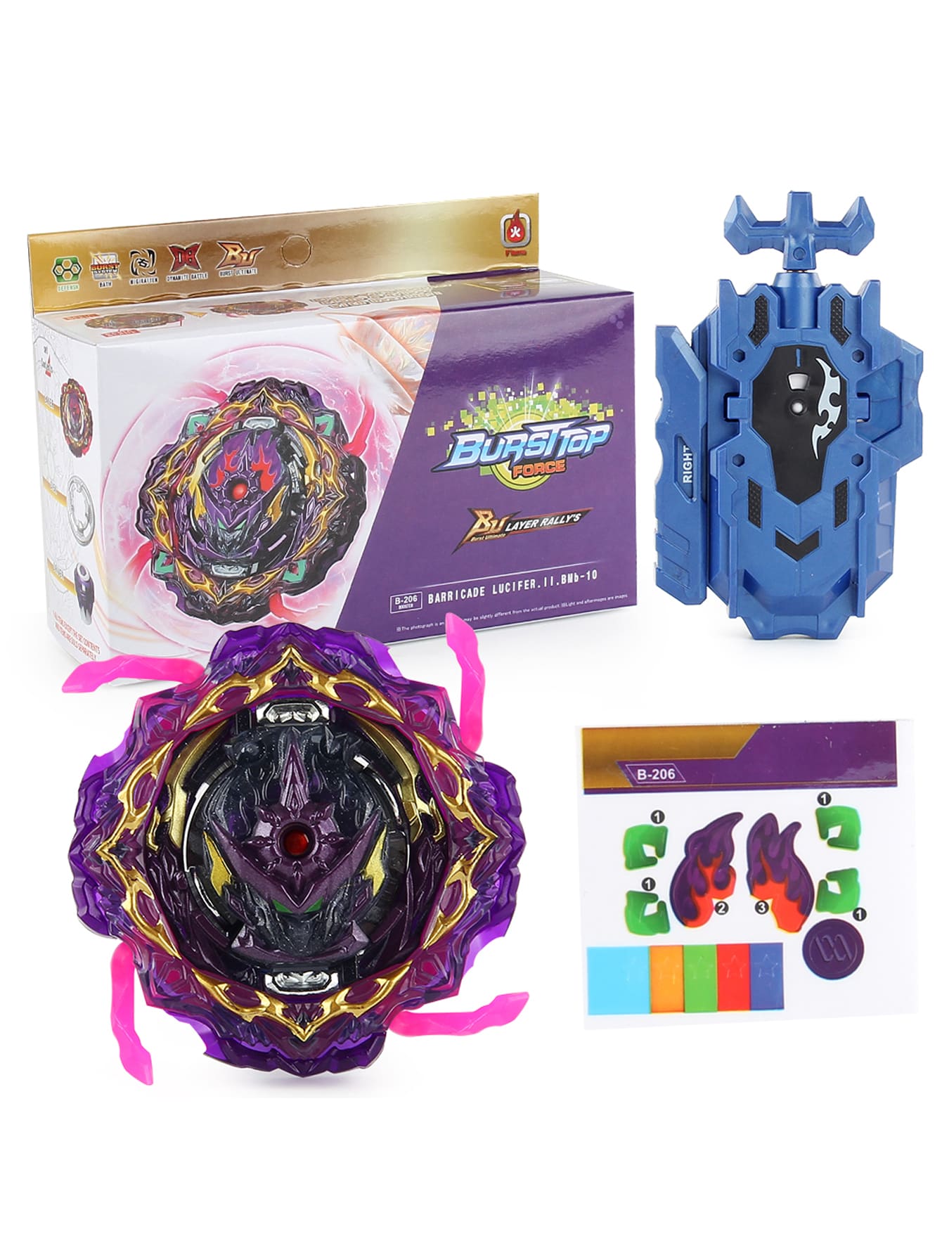 Barricade Lucife Burst BU Bey B-206 Spinning Top Gyro Battle Toy With ...