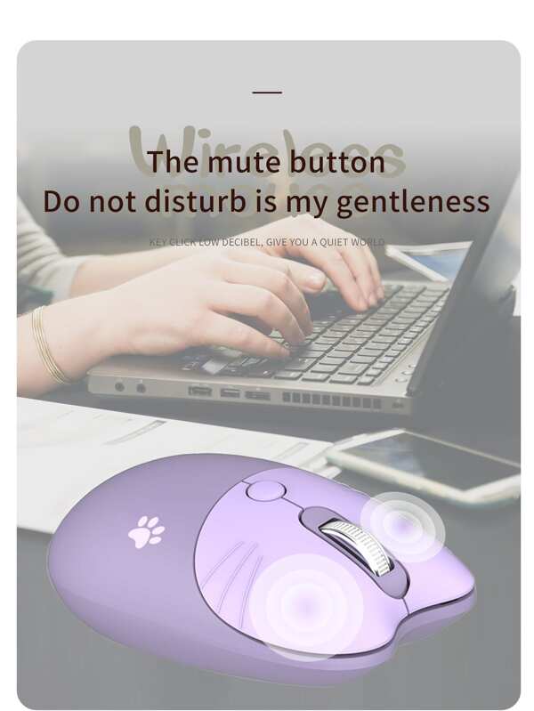 MOFII M3 Wireless Mouse With Lightweight And Cute Cat Paw Pattern And ...