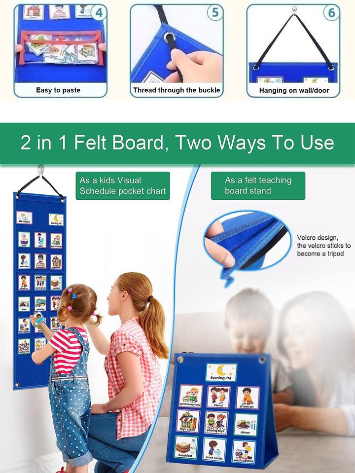1set 2 In 1 Visual Daily Schedule Calendar Chart For Autistic Children ...