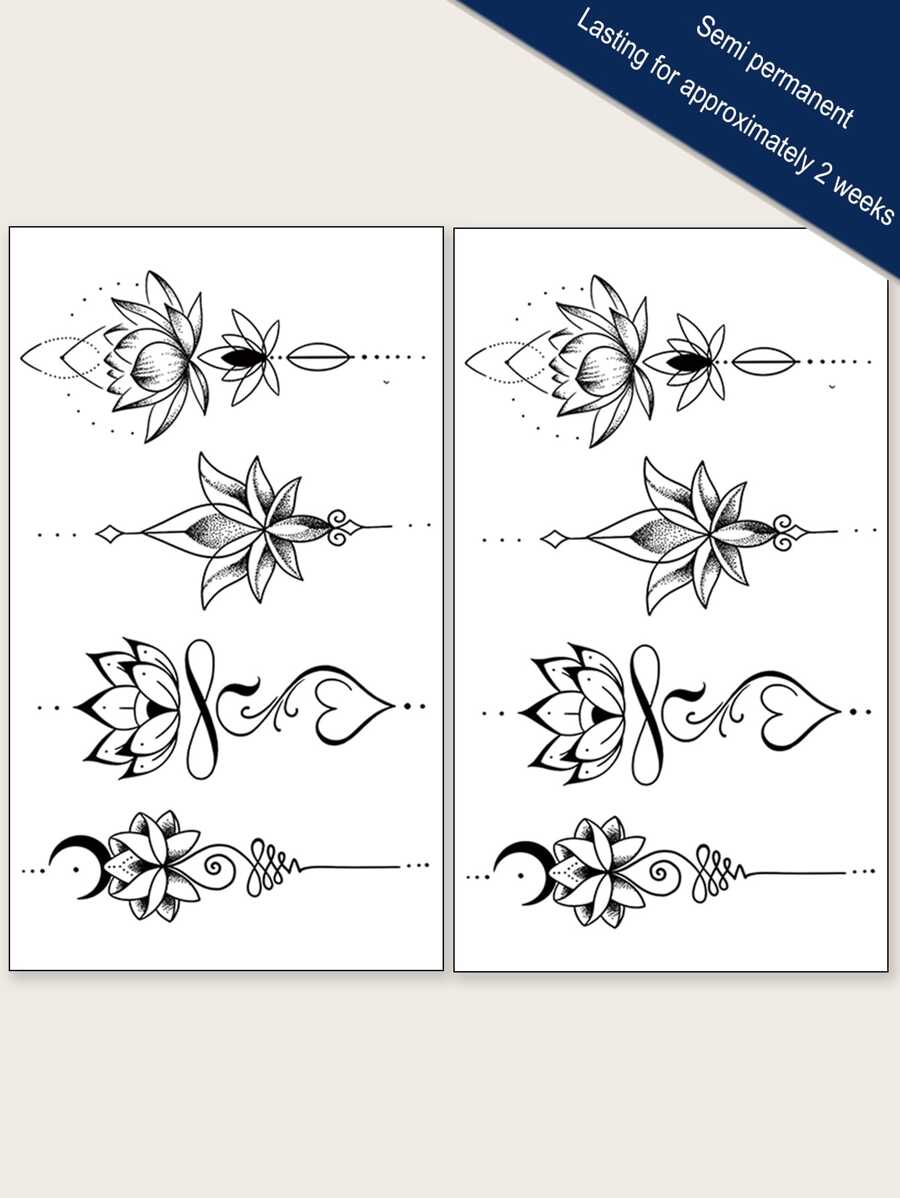 2pcs Tattoo Sticker, Blue Herbal Half Permanent Tattoo Stickers With ...