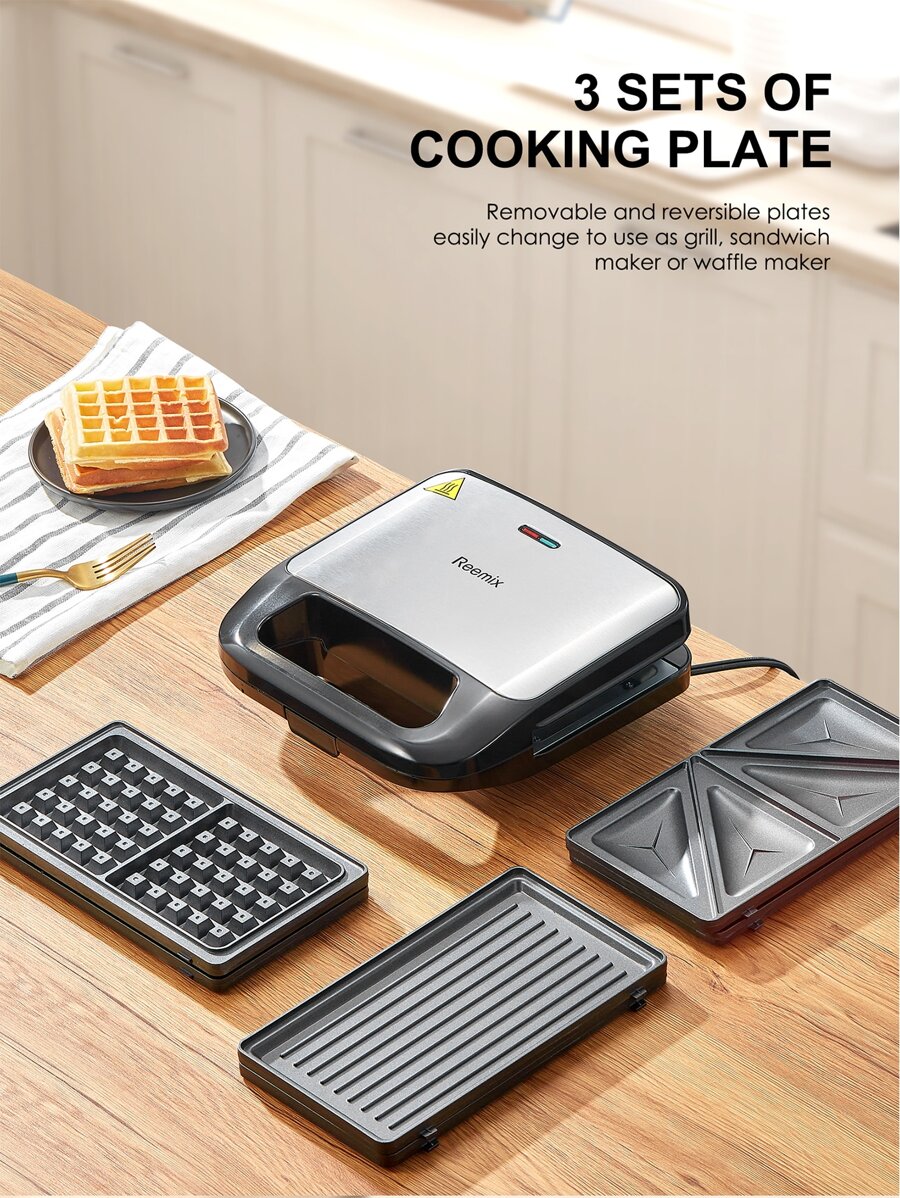 Reemix 3-In-1 Waffle, Grill & Sandwich Maker, Panini Press Grill And ...