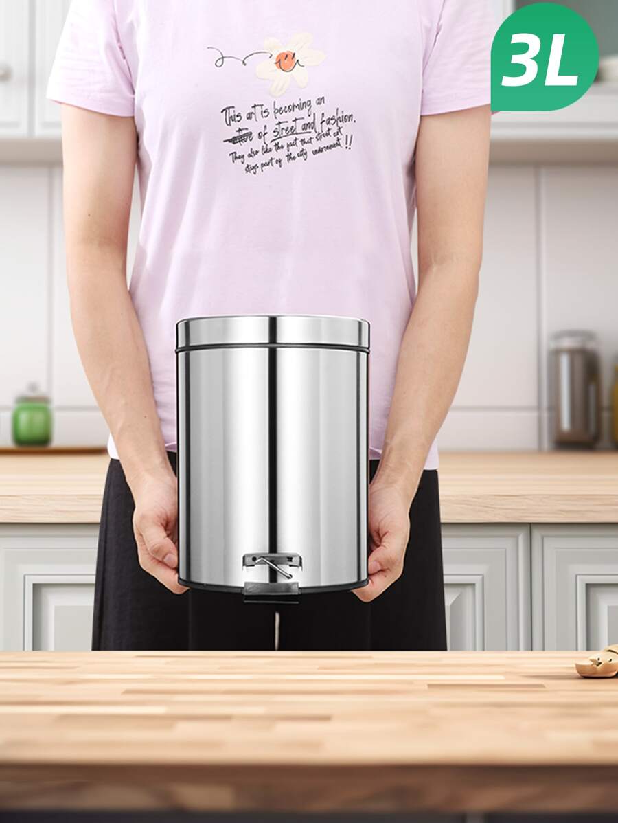 [single Item] 3l Round Stainless Steel Mirror Finish Minimalist Style ...