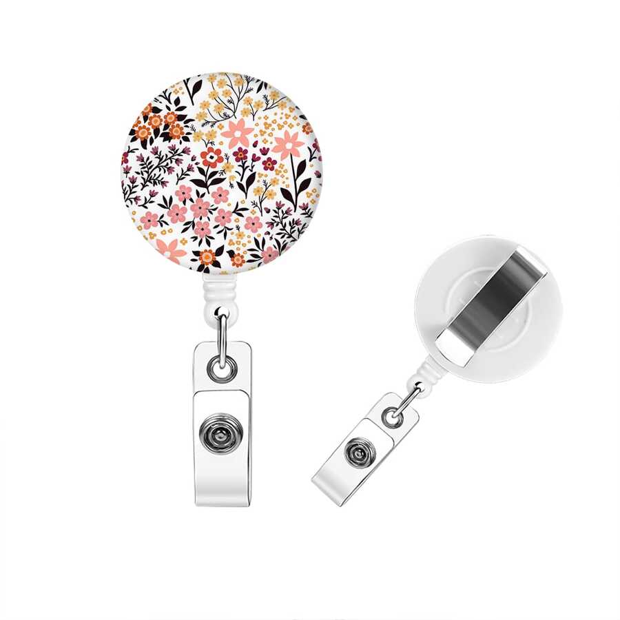 1PC Flower Badge Reel, Cute Badge Holder Retractable with ID Clip for ...