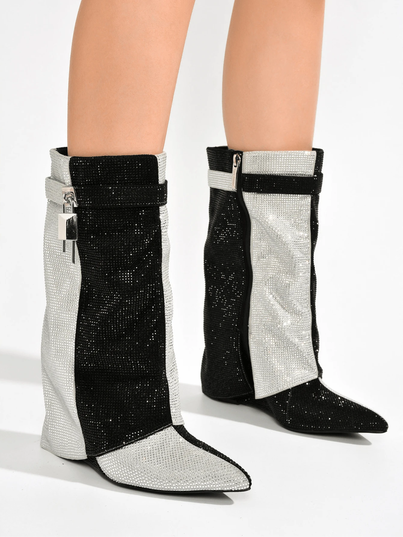 Cape Robbin Kiela Women's Rhinestone Coated Fold Over Ankle Boots ...