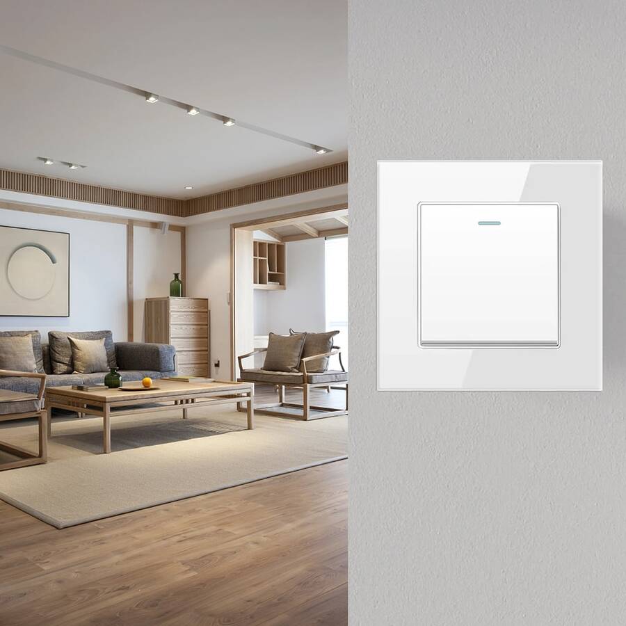 White Tempered Glass Power Switch, One Switch Double Control | SHEIN USA