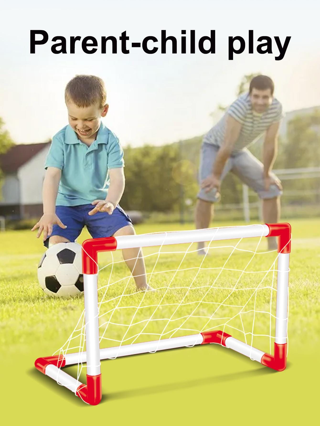 1set 2in1 Goal All Weather Soccer Net-Quick Assembly Durable Training ...