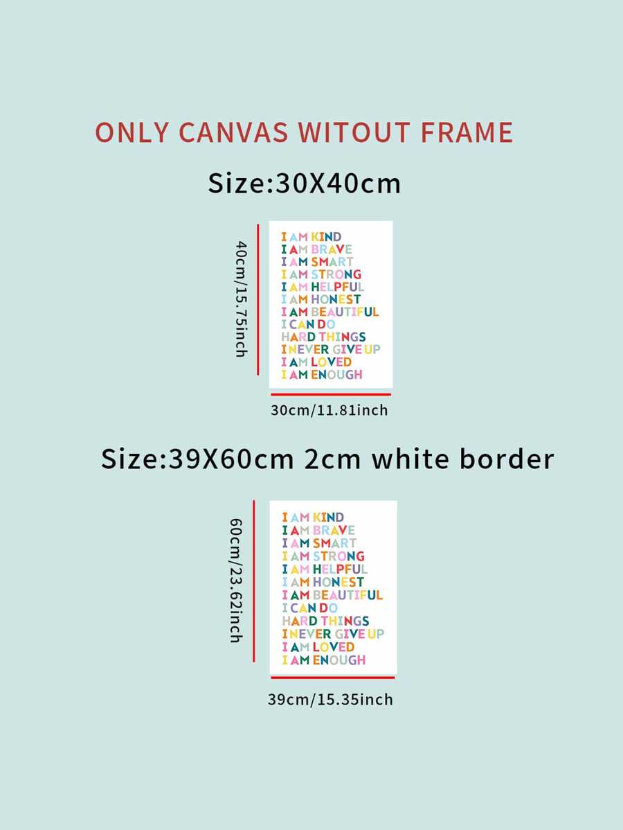 1pc Motivational Quote Rectangular Shaped Frameless Synthetic Fiber ...