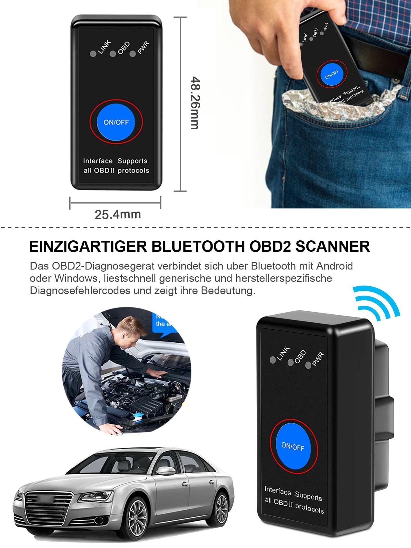 Obd2 Adapter For Iphone Ios And Android, Obd2 Diagnostic Device Scanner ...