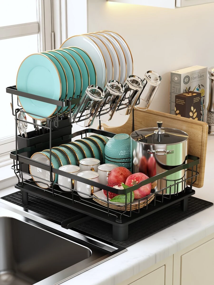Drying Rack And Drainboard Set, Dish Rack For Kitchen Counter ...