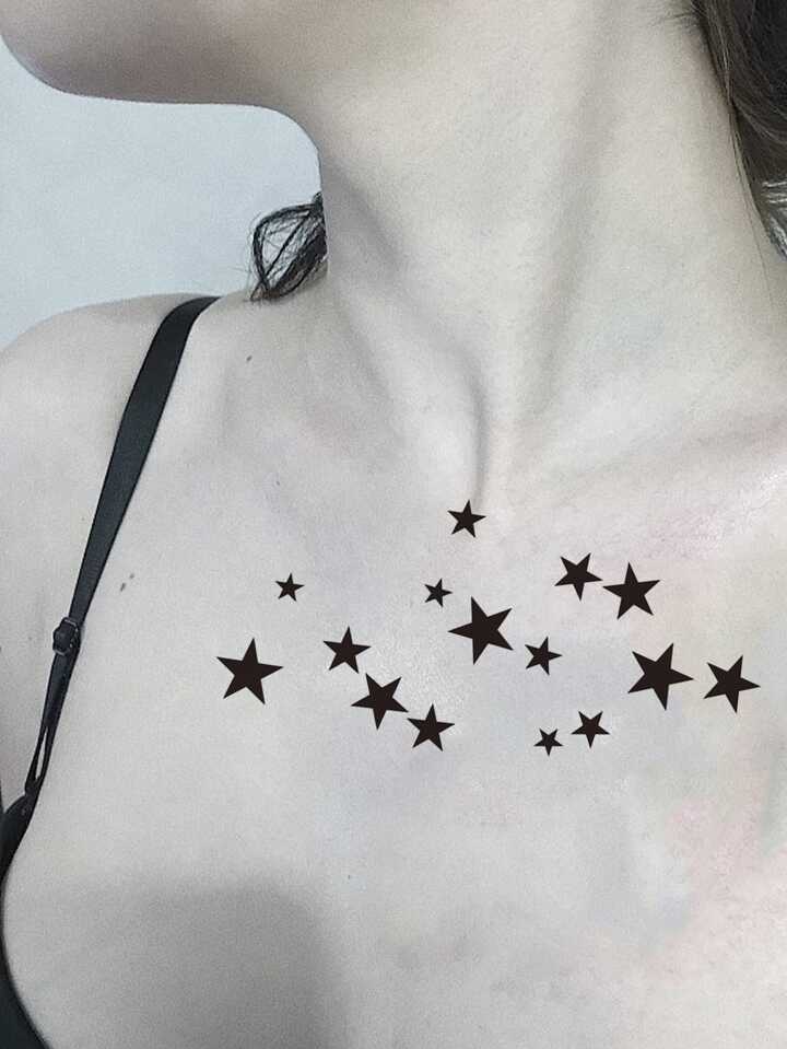 5 Point Star Tattoo On Chest
