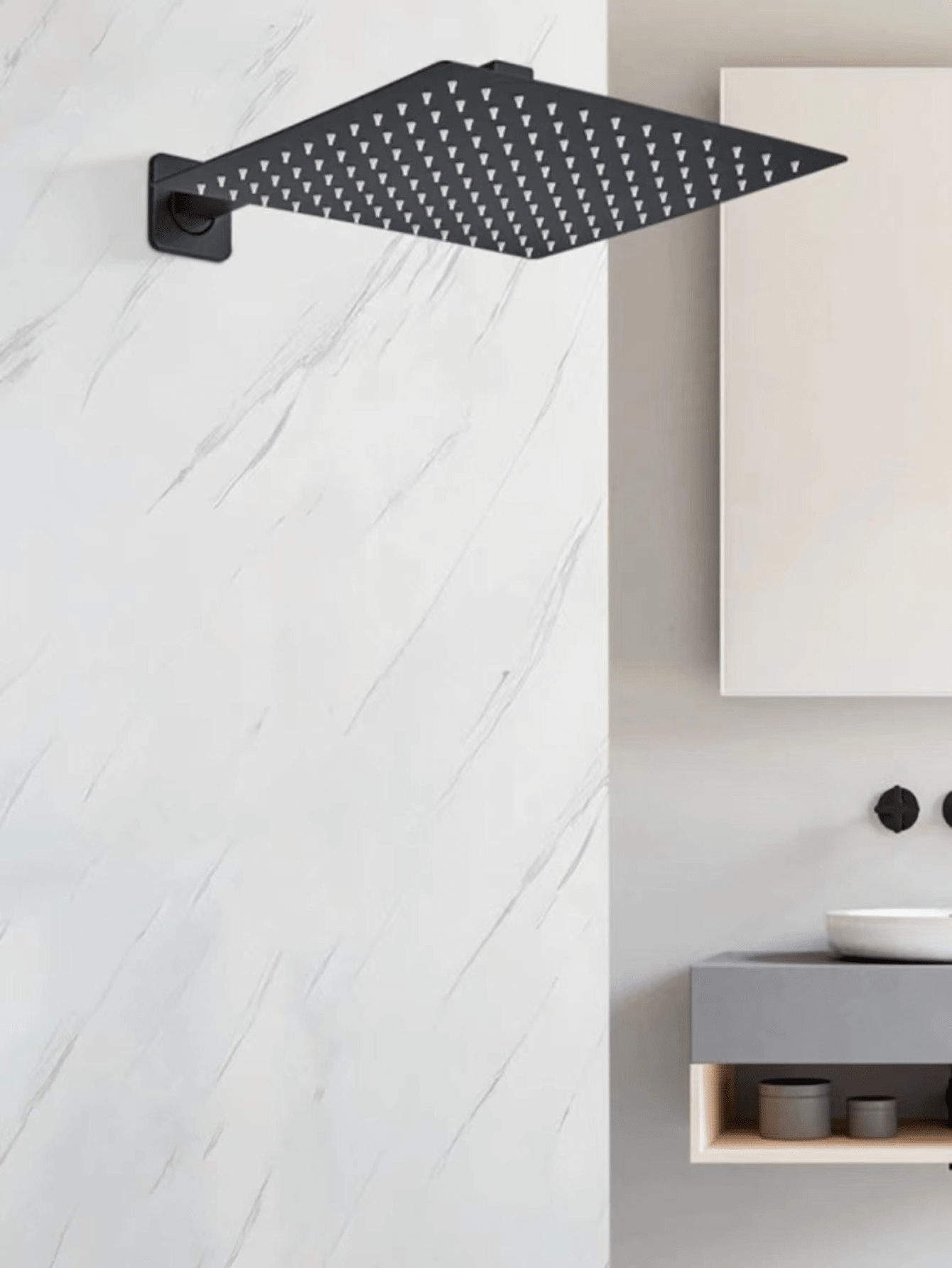 Concealed Showerhead Built-in Shower Set, Black, Hotel Ceiling-mounted ...