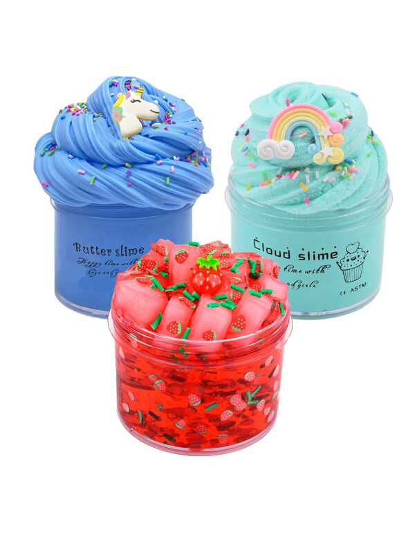 3 Pack Clear,Butter and Cloud Slime Kit, Stretchy and Non-Sticky ...