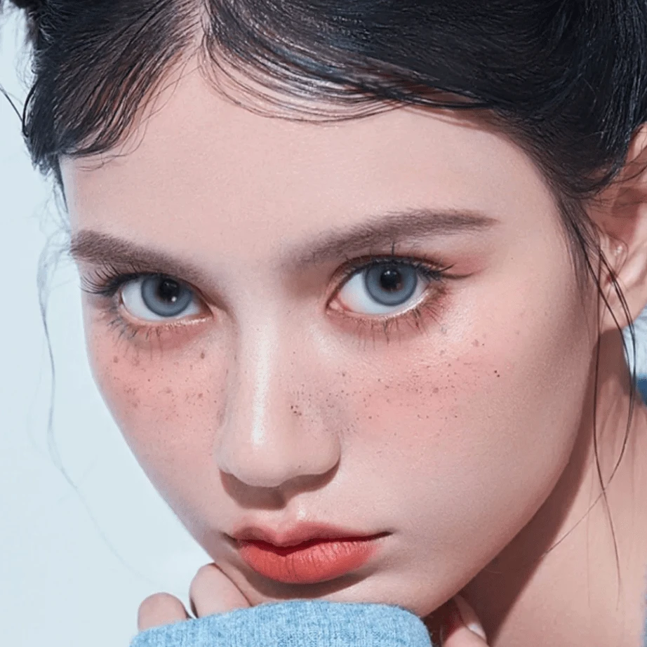 1pair New Blue Coconut Milk Jelly Style Colored Contacts Big Diameter Breathable Cosplay Semi ...