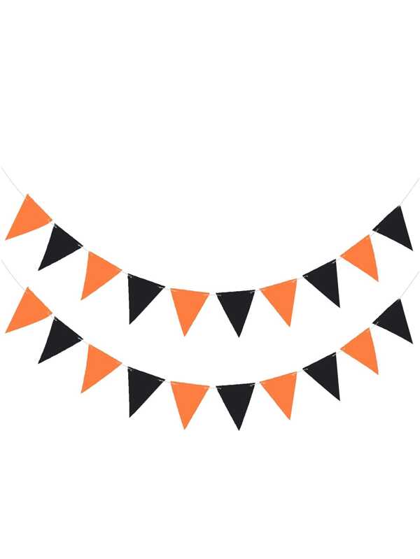 Halloween Pennant Flags Banner 12pcs Black Orange Color Pennant Banner ...