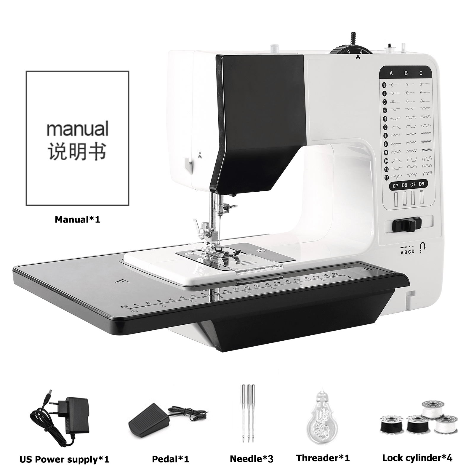 Máquina De Coser Eléctrica 738 Con 12 Puntadas, 3 Tipos De Densidad Y ...