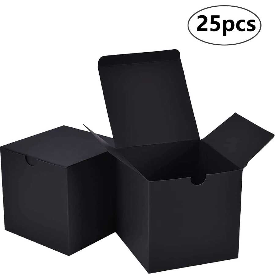 Black Gift Boxes 4x4x4'' 25 PCS, Square Gift Boxes with Lid for Mugs ...