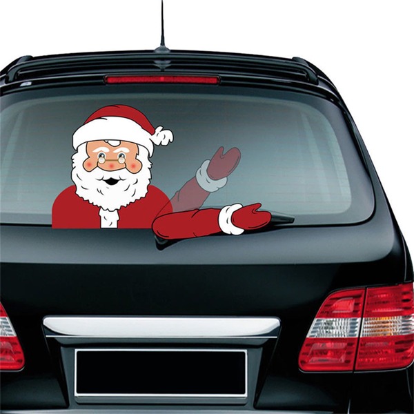 Santa Claus Wiper Sticker Funny Waving Arm Wiper Decal Waterproof Rear ...