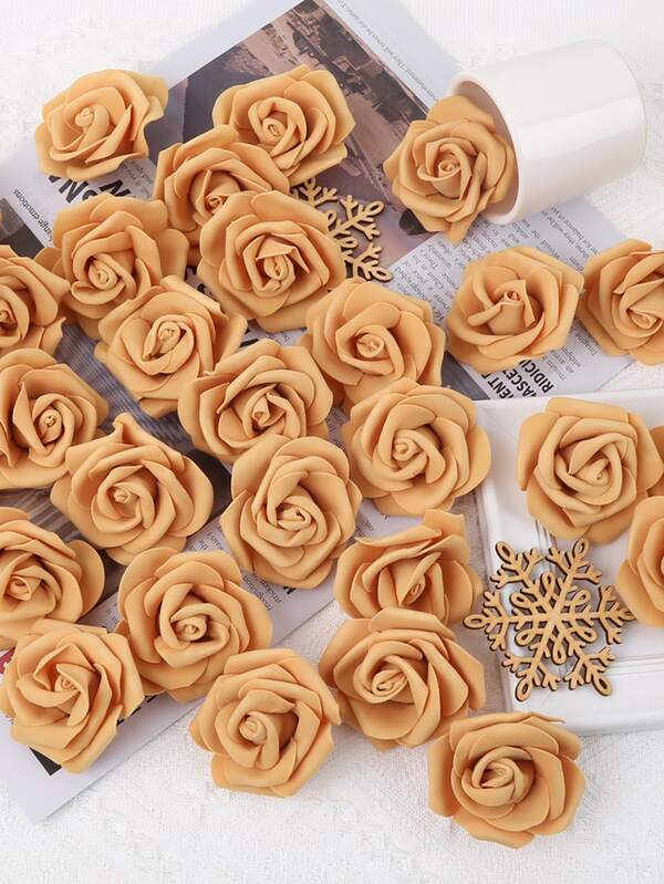 100 Pcs Artificial Rose Flower Heads Real Looking Foam Fake Roses for ...