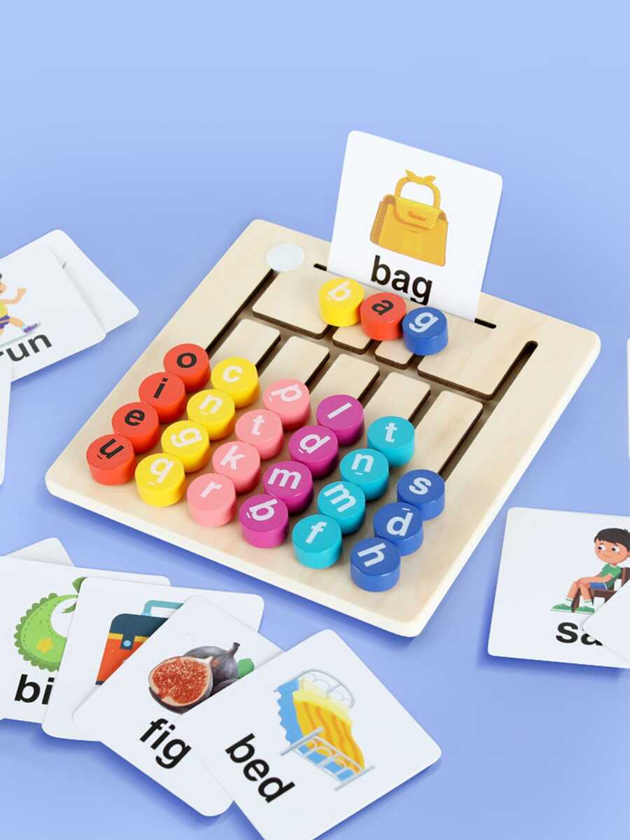 Wooden Maze Matching Game Puzzle Toy With Vowel Letters And Spelling Of ...