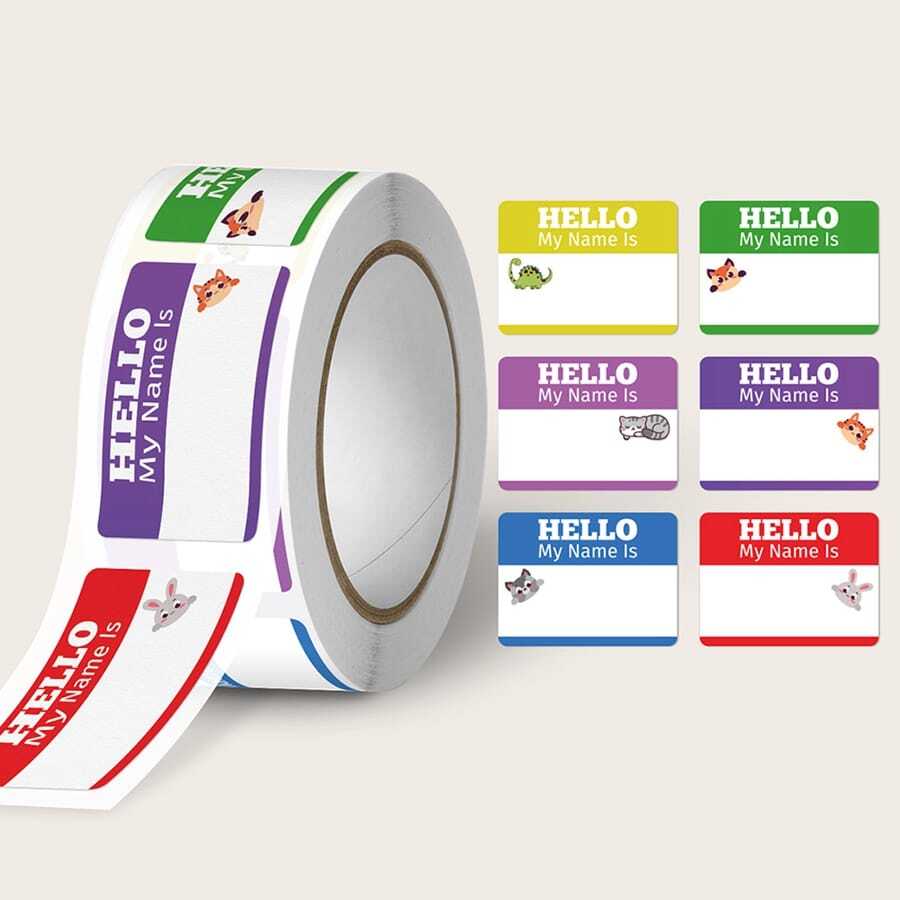 1 Roll Cartoon Name Tag Stickers With Multi-Purpose Signpost And Cute ...