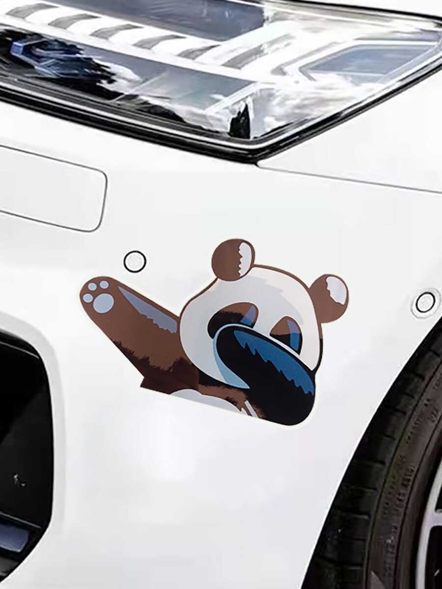1pc Panda Car Sticker Cartoon Design Decorative Decal For Car Door ...