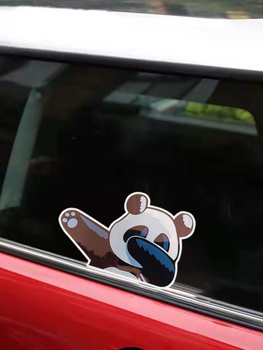 1pc Panda Car Sticker Cartoon Design Decorative Decal For Car Door ...