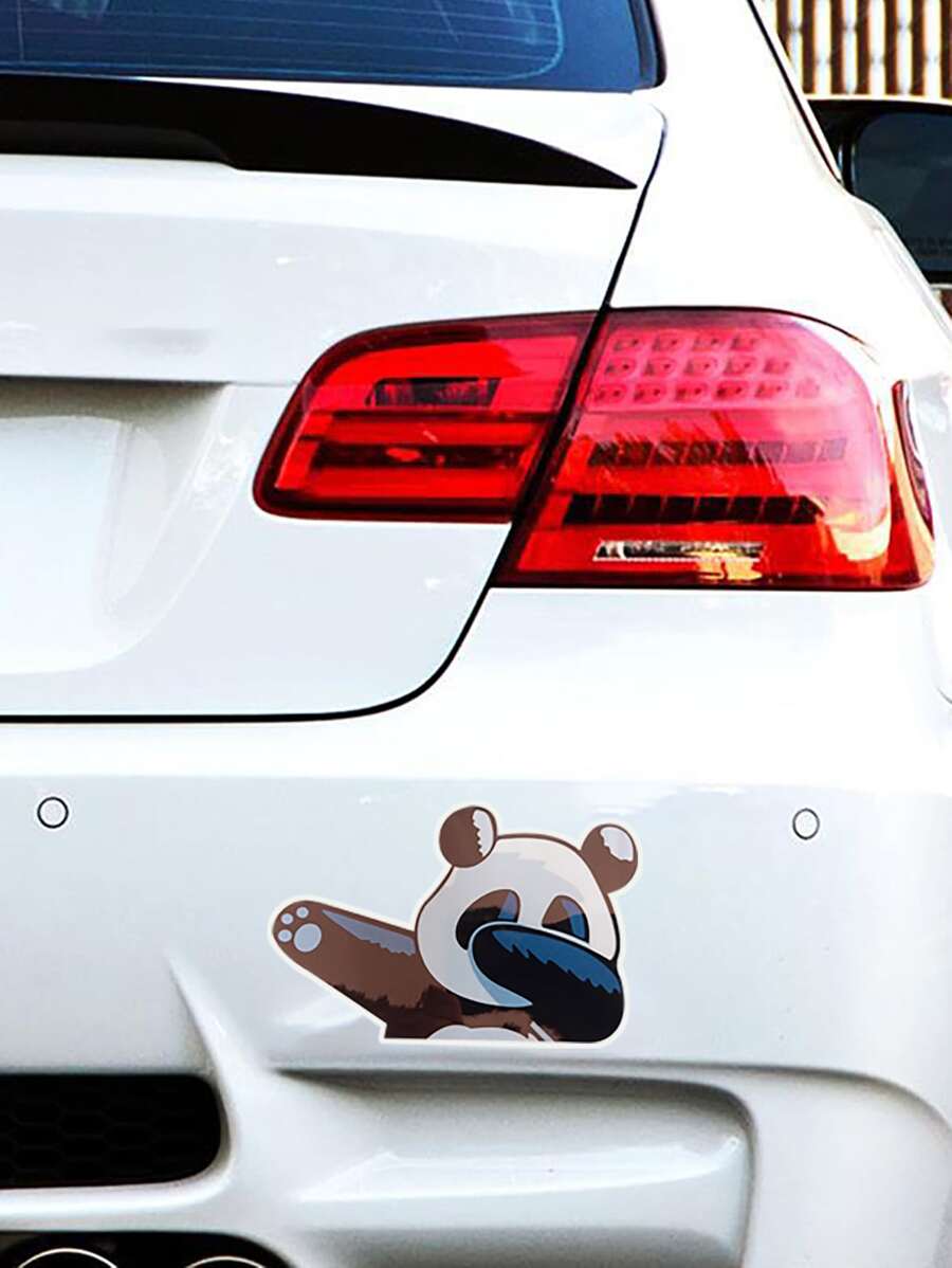 1pc Panda Car Sticker Cartoon Design Decorative Decal For Car Door ...